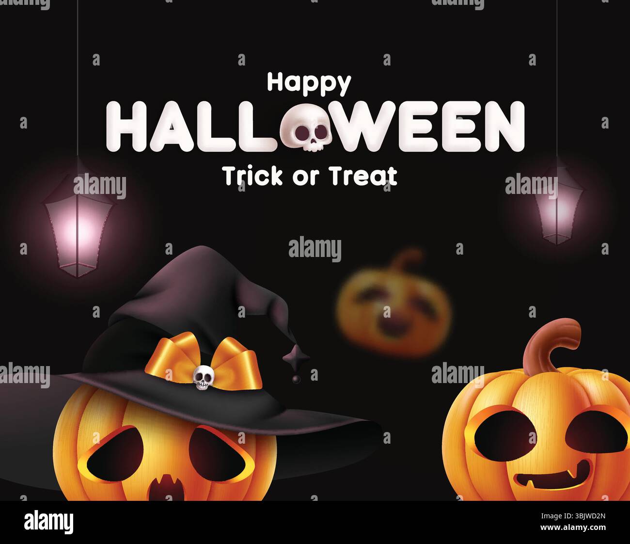 Happy Halloween greeting card clipart design. Halloween trick or treat ...