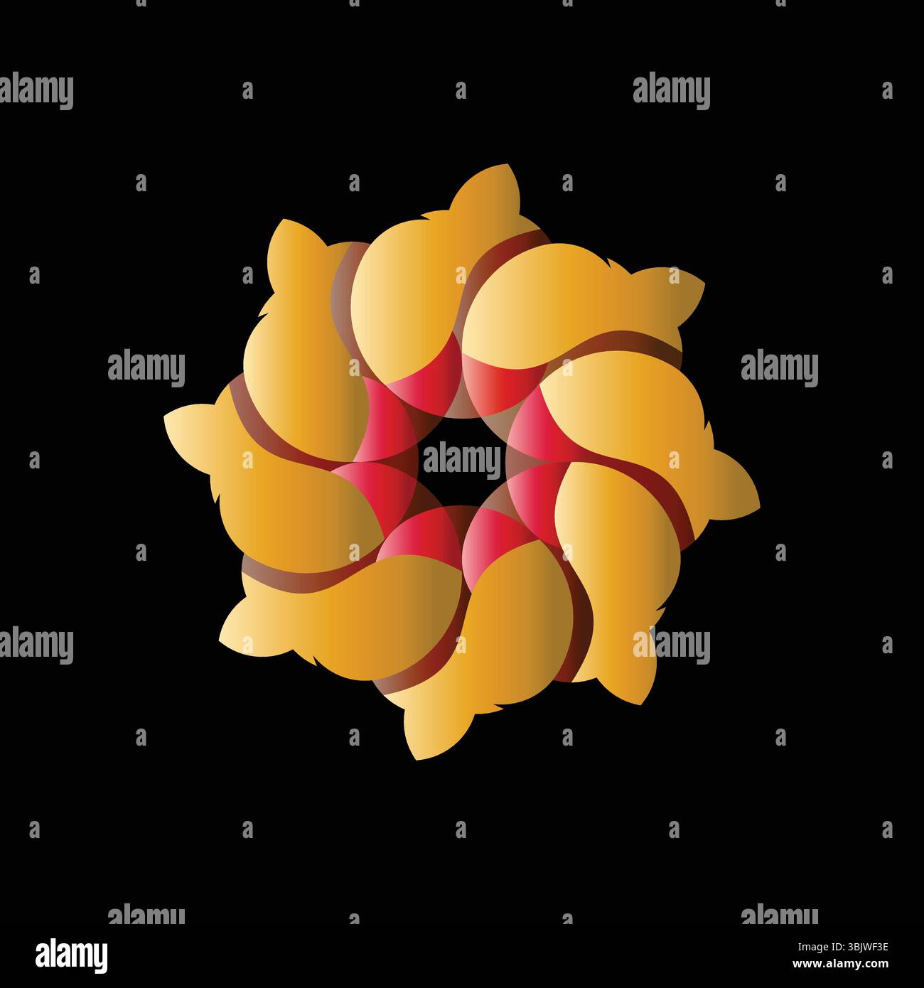 An intricate and warm abstract symmetrical circular design featuring ...