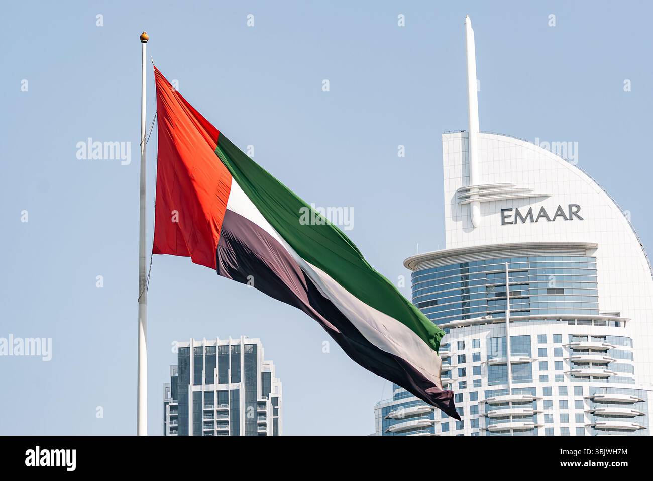 Flag of the United Arab Emirates and Emaar Properties logo on white ...
