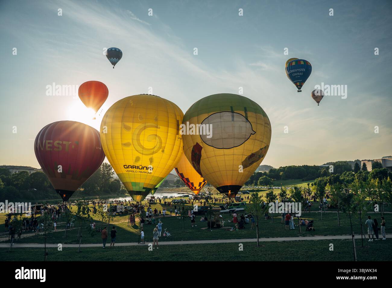 Vilnius, Lithuania - 08 05 2022: Hot air balloons in Vilnius. Multi ...