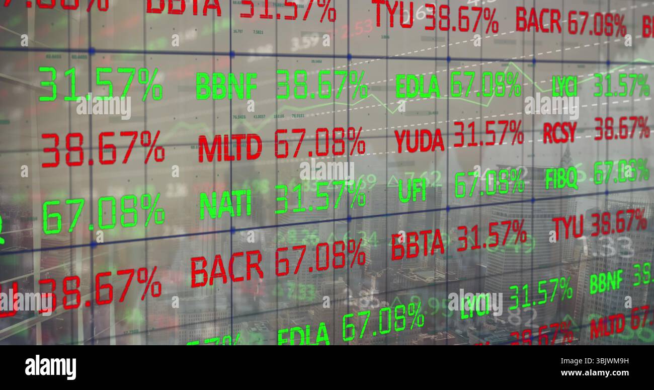 Displaying digital panel showing percentage grid and line graph over ...
