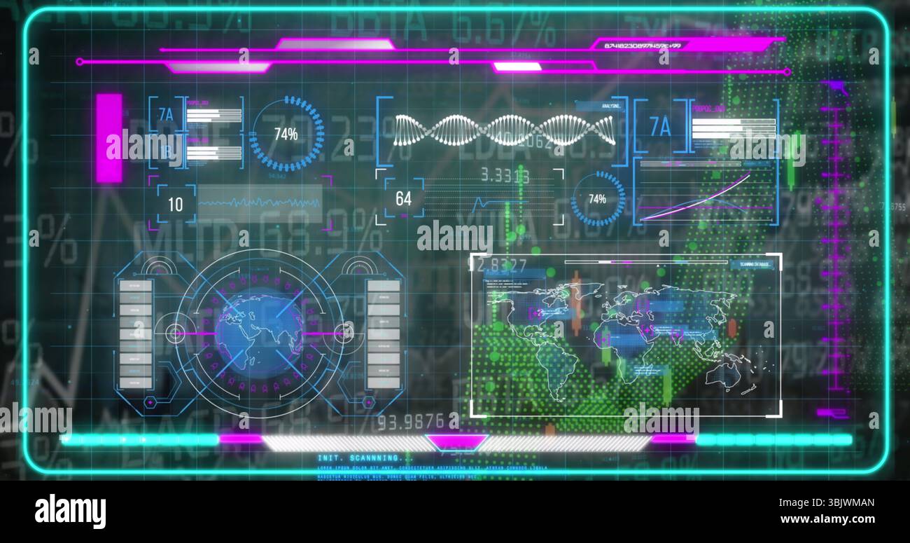 Digital ui displaying world map hi-res stock photography and images - Alamy