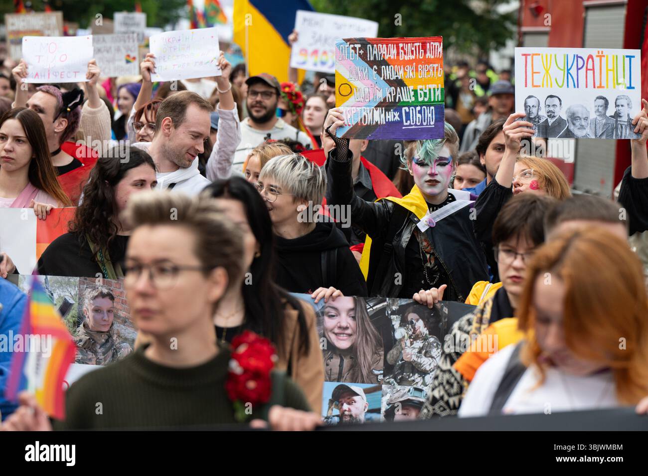 Non Exclusive: Demonstrators take to the streets during the KyivPride ...
