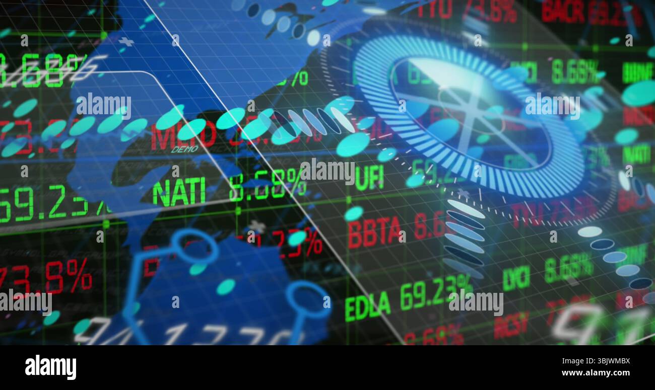 Displaying circular gauge and gear icon glowing in trading interface ...