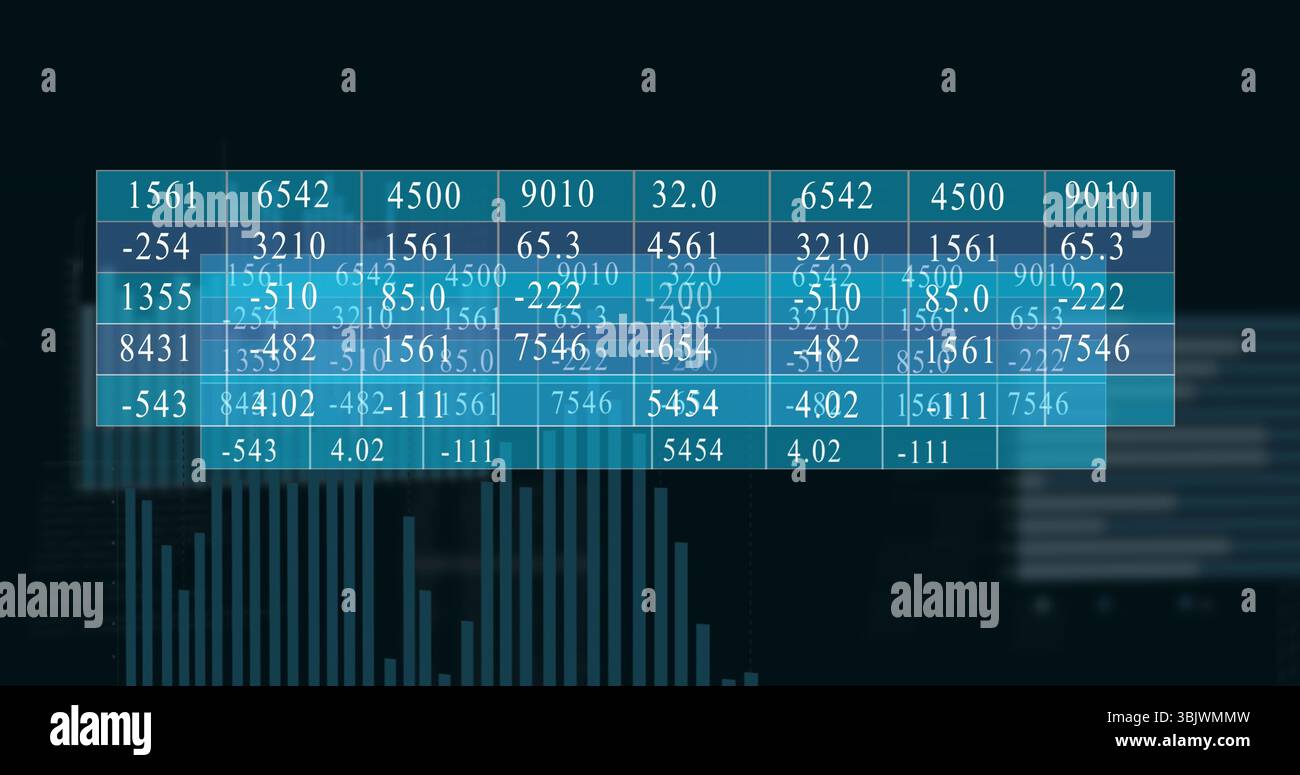 Displaying see-through blue data grid on virtual dashboard, with bar chart and blurred text ...