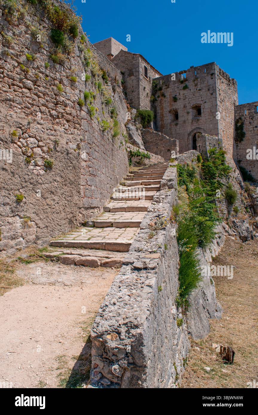 Croatia, Europe: medieval Klis Fortress, near Split, built on a ...