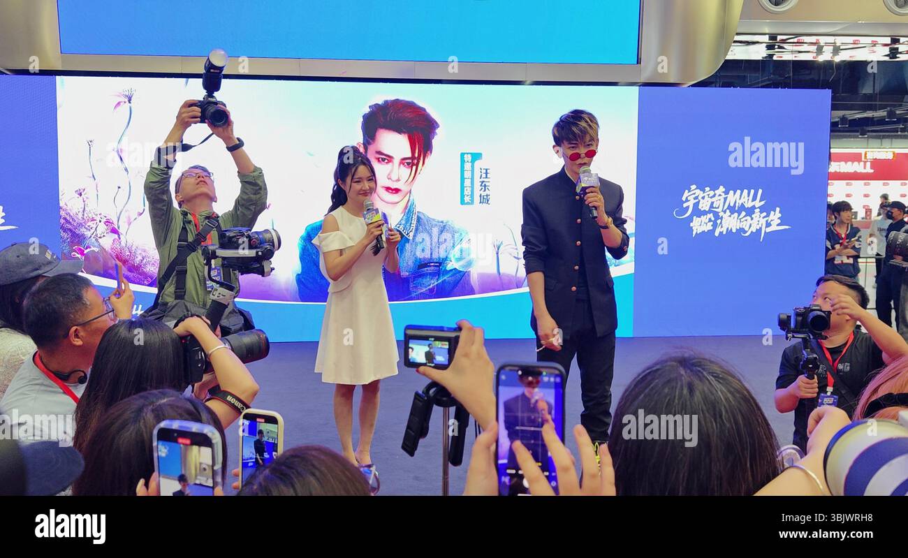 Taiwanese singer and actor Jiro Wang attends an activity in Wuhan City ...