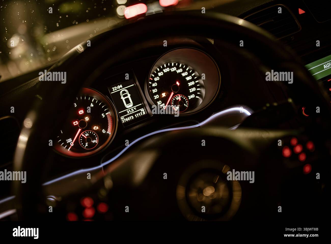 Rome, italy 17 june 2025, close up of illuminated car dashboard with ...