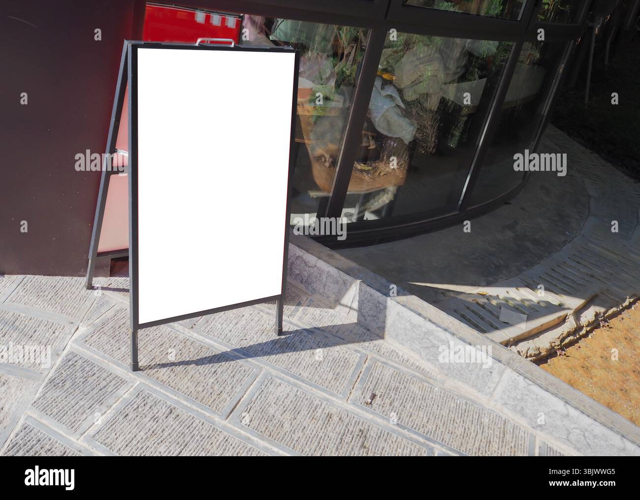 Empty menu board stand. Restaurant sidewalk sign board. Freestanding A ...