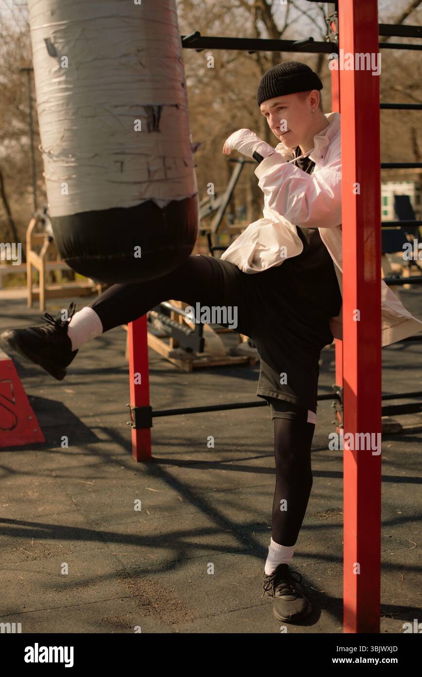 Outdoor Combat Sport Training for Teen Boy Stock Photo - Alamy
