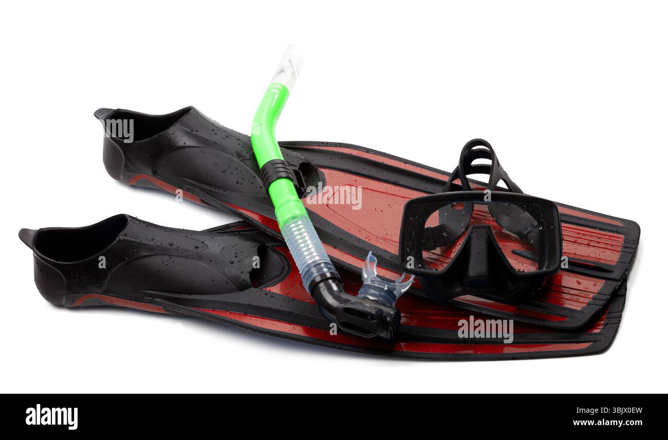 Green swimming mask flippers Cut Out Stock Images & Pictures - Alamy