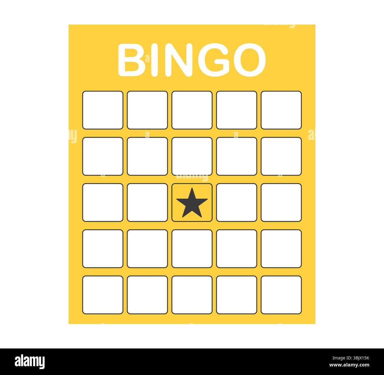 Bingo card template blank with star, luck lotto board game. Bingo ...