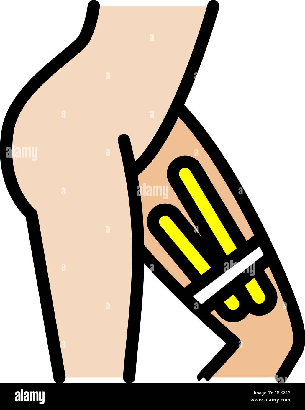 Inner thigh kinesio tape strips color icon. Joints and ligaments ...