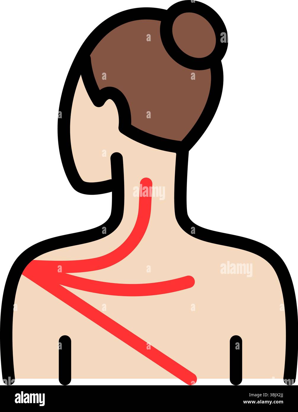 Shoulder blade kinesio tape strips color icon. Application neck kinesio ...