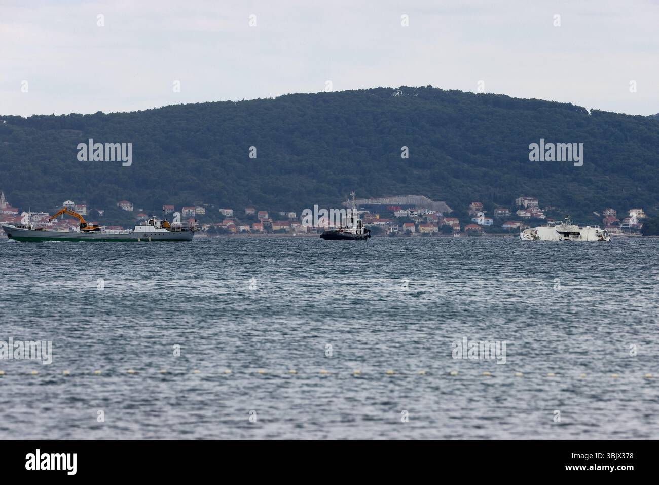 The catamaran "Melita" is waiting to be pulled out on June 17, 2025 in ...