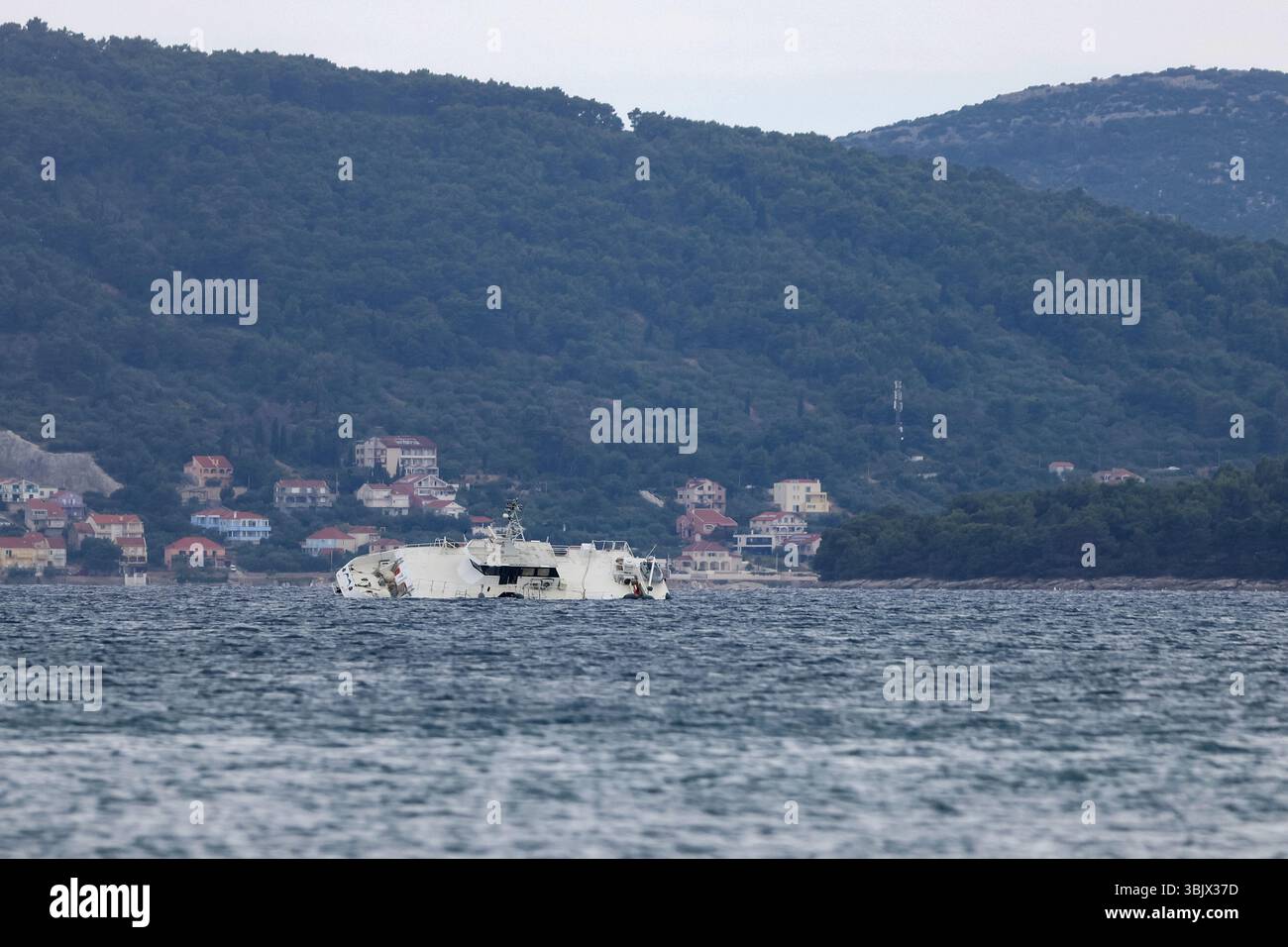 The catamaran "Melita" is waiting to be pulled out on June 17, 2025 in ...