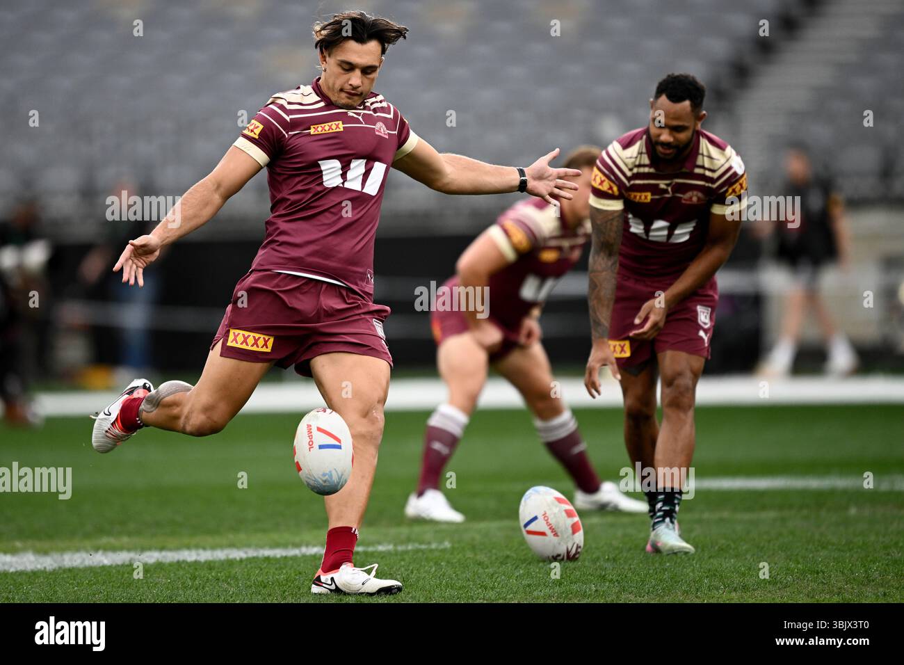 Tino Fa'asuamaleaui during a Queensland Maroons State of Origin Captain ...