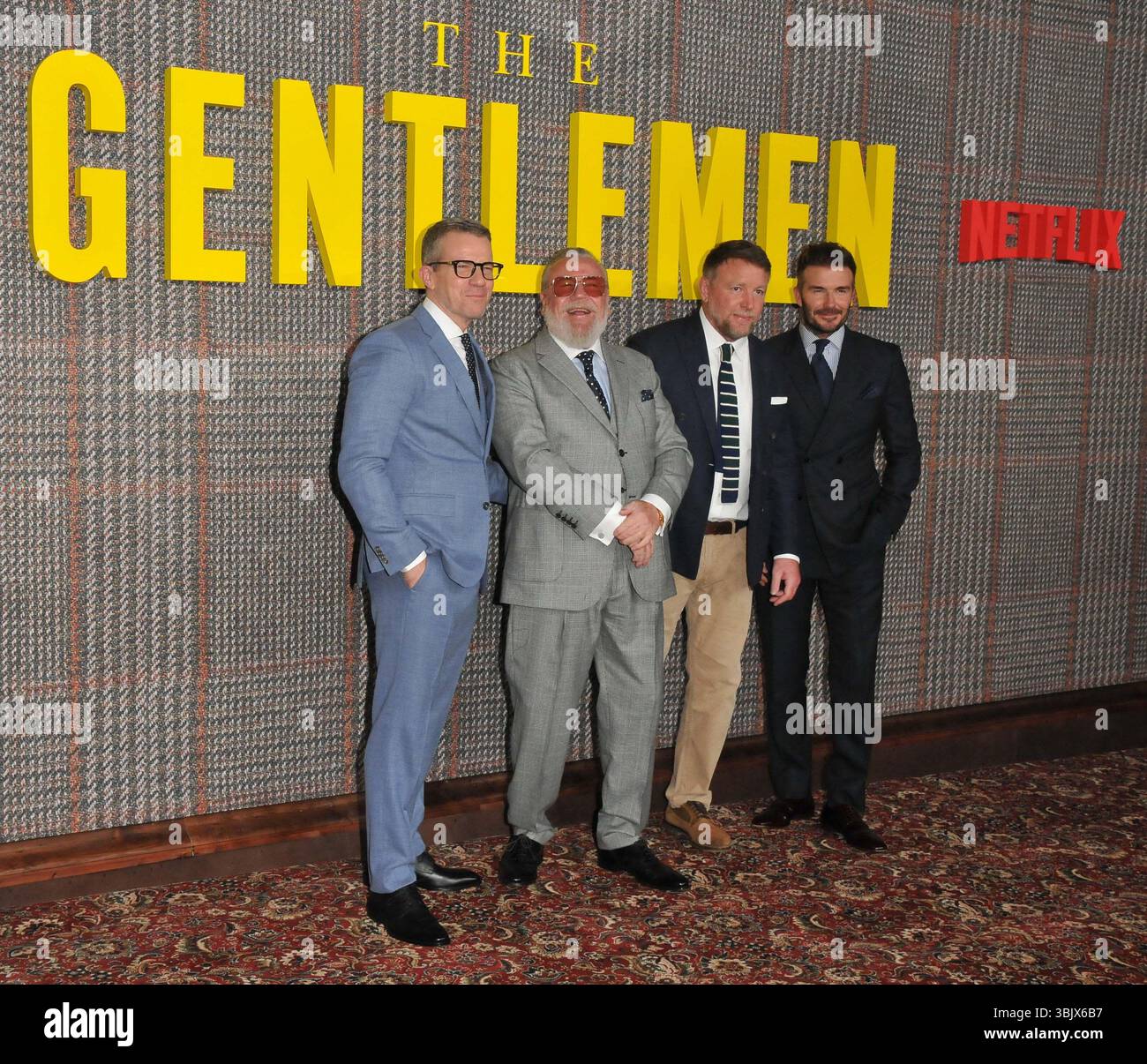 Max Beesley, Ray Winstone, Guy Ritchie and David Beckham at "The Gentlemen" UK TV premiere ...