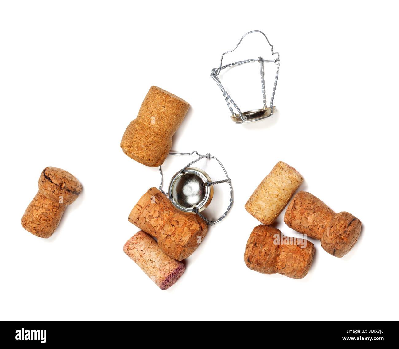 Corks from champagne wine and muselets on white Stock Photo - Alamy