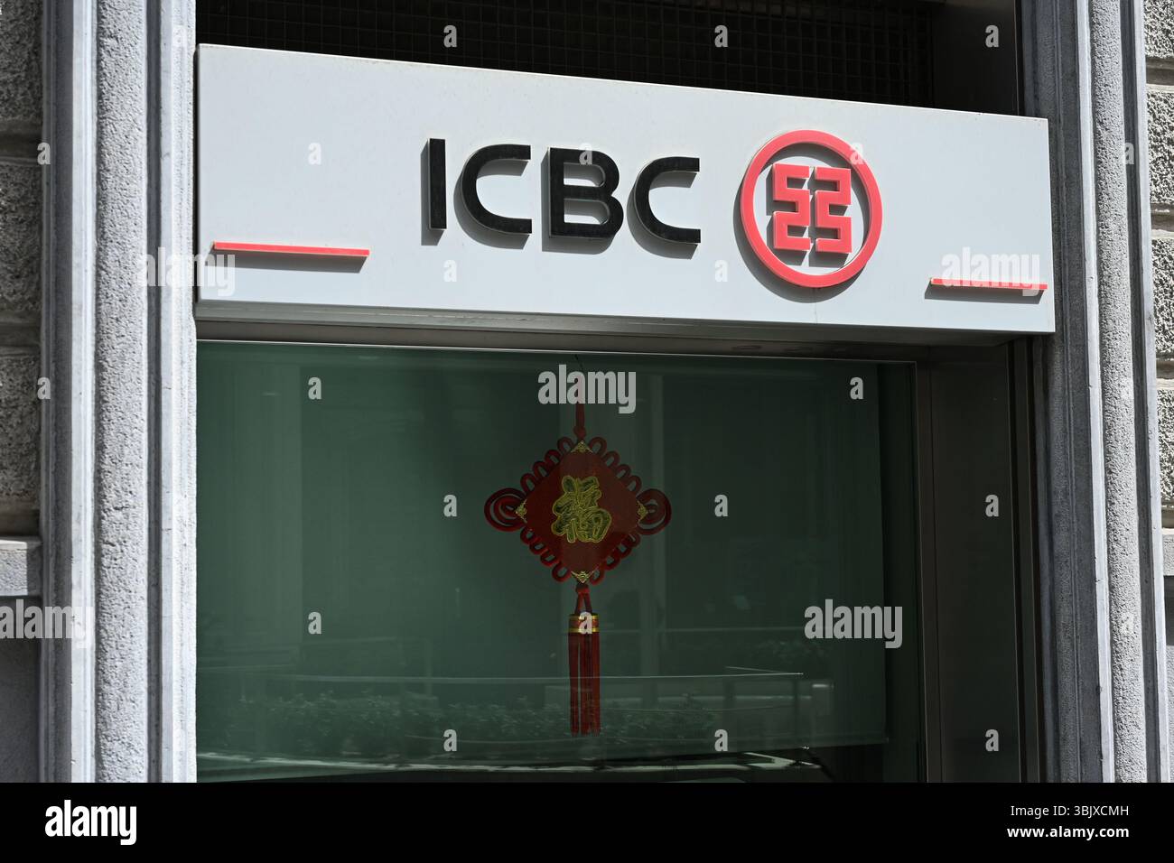 Milan, Italy - June 17, 2025: ICBC bank logo on the bank windows in ...