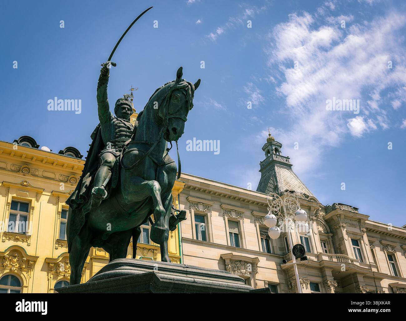 Bronze equestrian statue of Ban Josip Jelačić in Zagreb’s main square ...