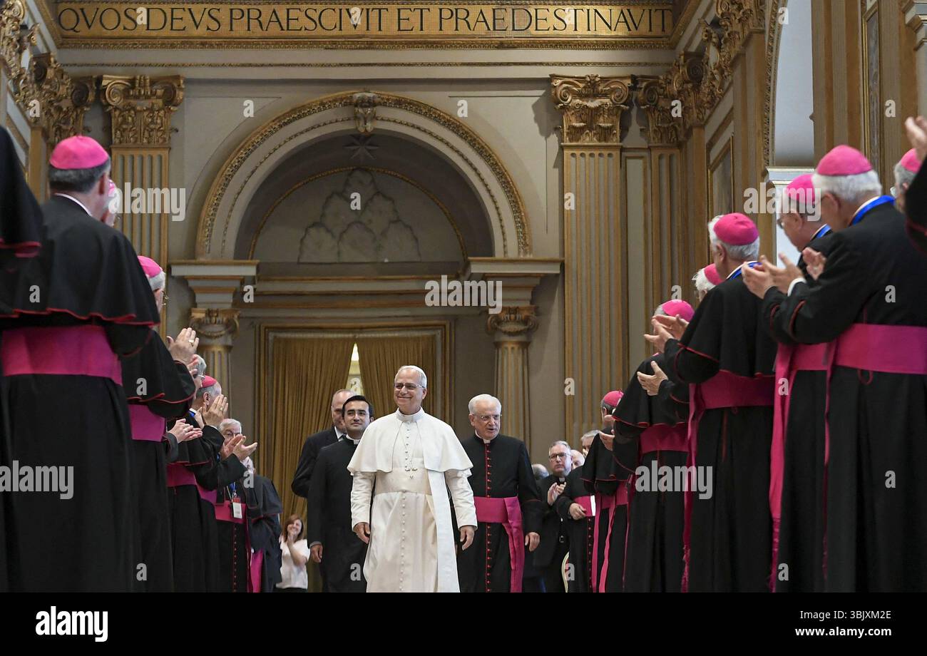 Pope Leo XIV meets with the Italian Bishops' Conference (CEI) in the ...