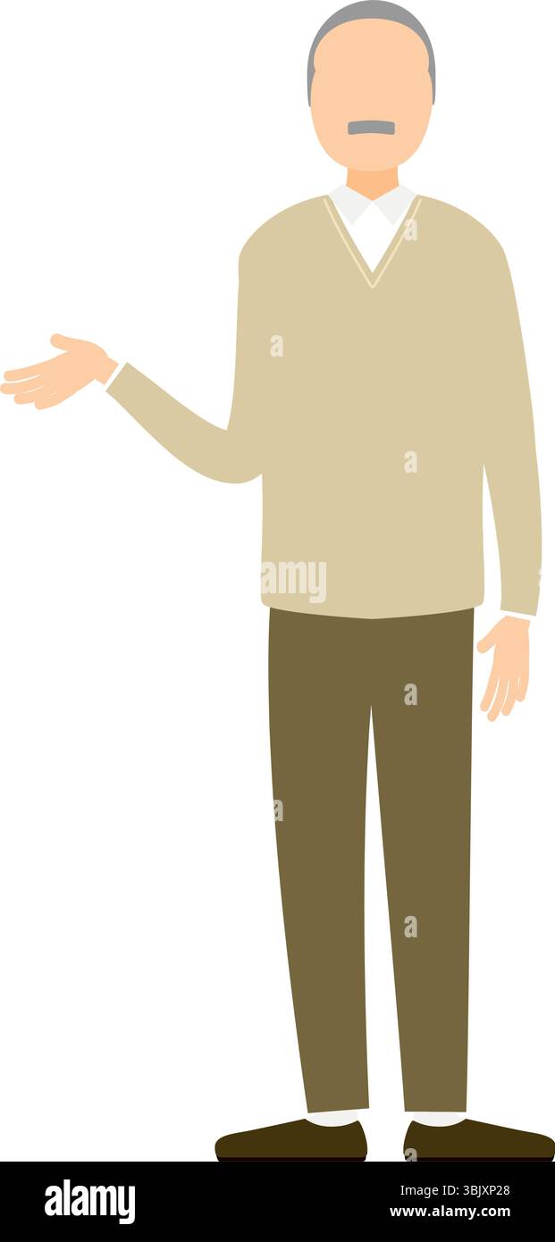 Senior man speaking with gestures, illustration of elderly male talking ...
