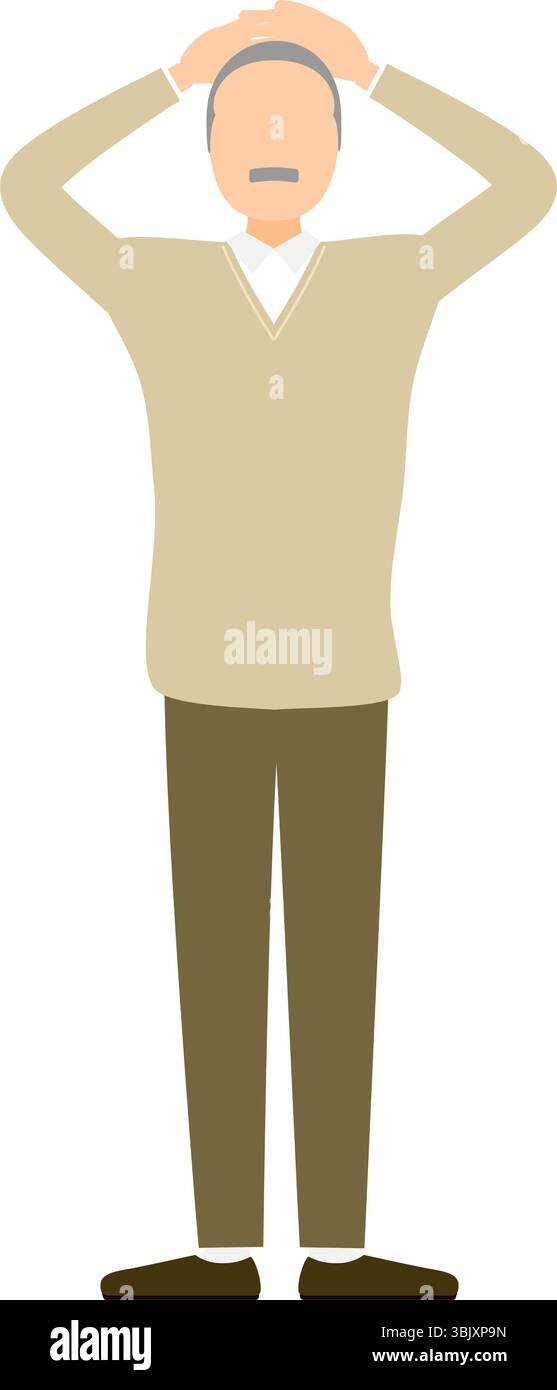 Senior man holding head in distress, confused or troubled elderly male ...