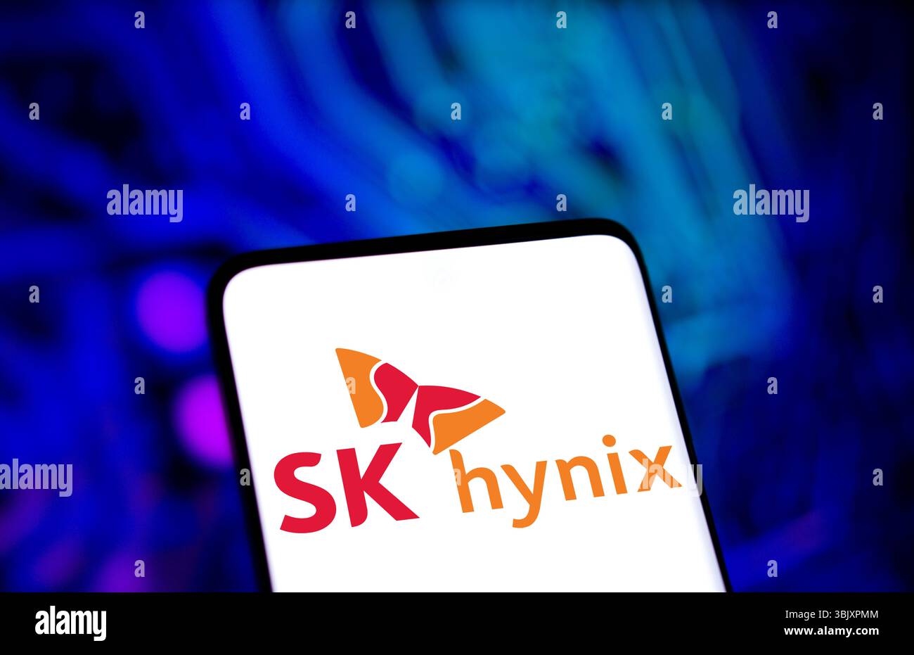 Dhaka, Bangladesh- 10 Dec 2024: SK hynix logo is displayed on smartphone. SK Hynix Inc is a ...