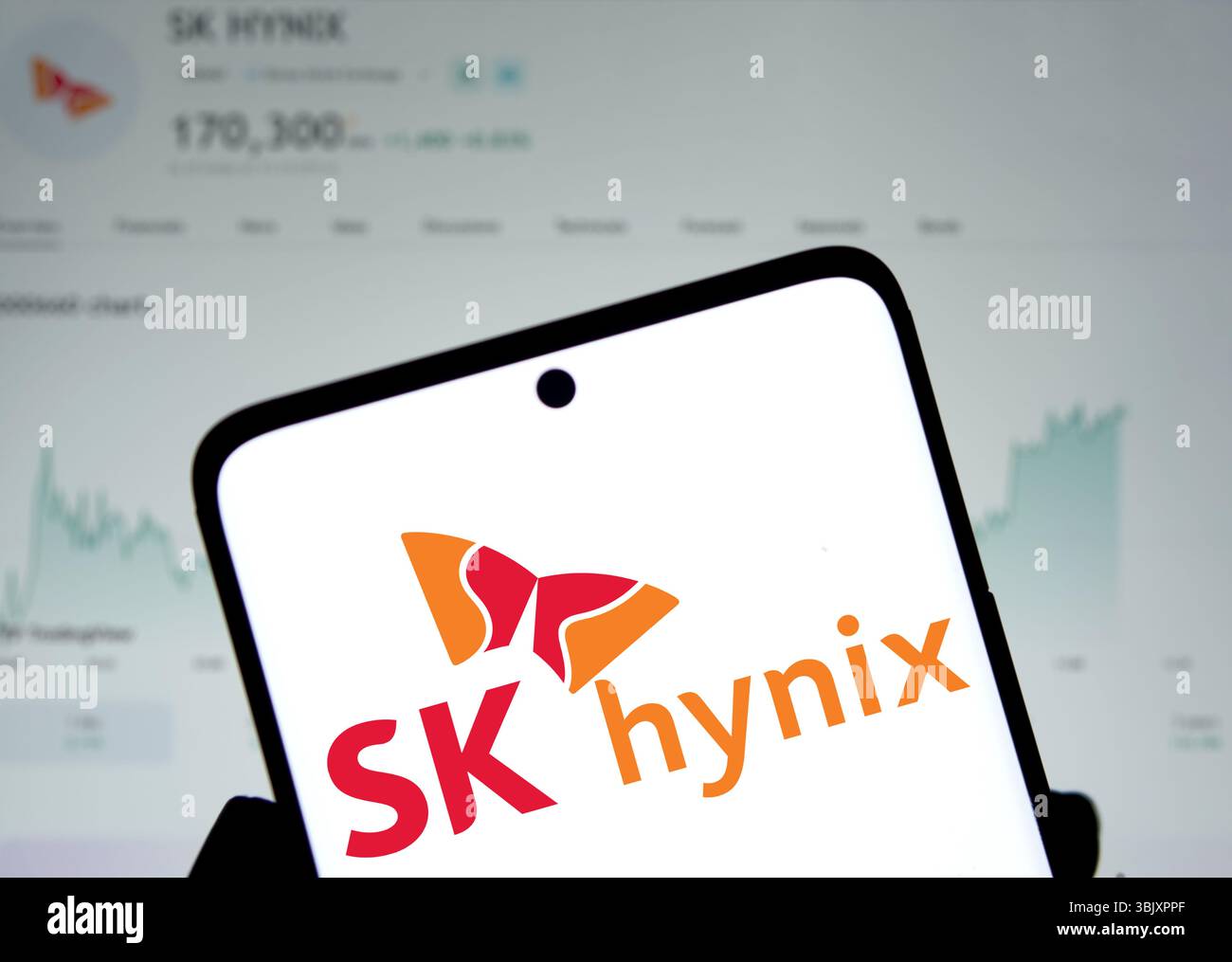 Dhaka, Bangladesh- 10 Dec 2024: SK hynix logo is displayed on smartphone. SK Hynix Inc is a ...