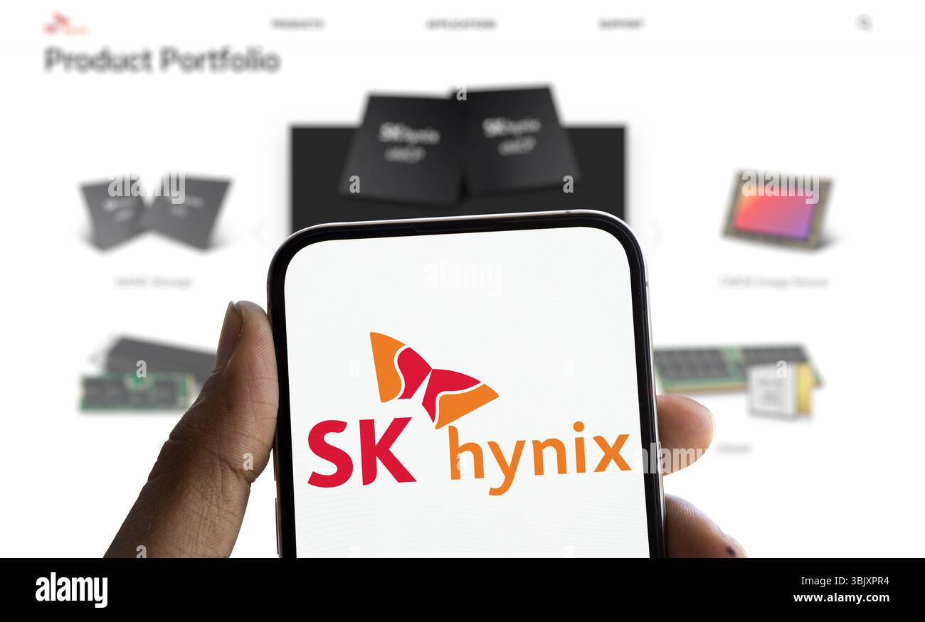 Dhaka, Bangladesh- 10 Dec 2024: SK hynix logo is displayed on ...