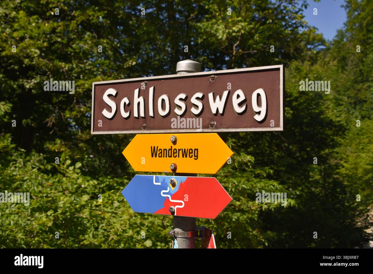 Schlossweg Wanderweg Sign in Liechtenstein Stock Photo - Alamy