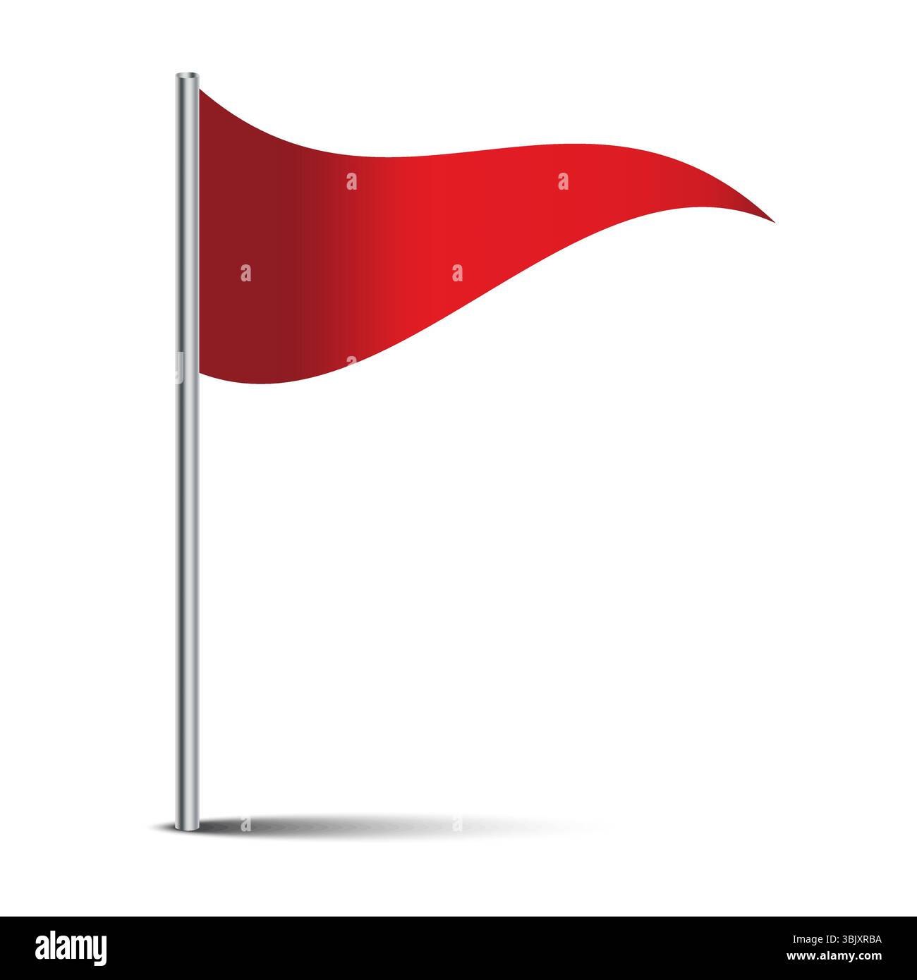 Red waving flag. Simple pole symbol. Motion banner shape. Vector ...