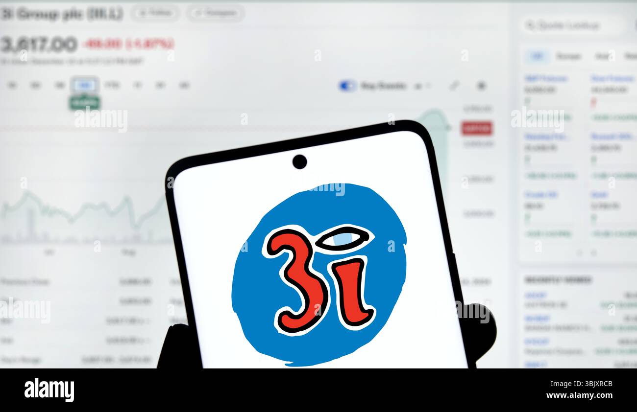 Dhaka, Bangladesh- 11 Dec 2024: 3i logo is displayed on smartphone. 3i Group plc is a British ...