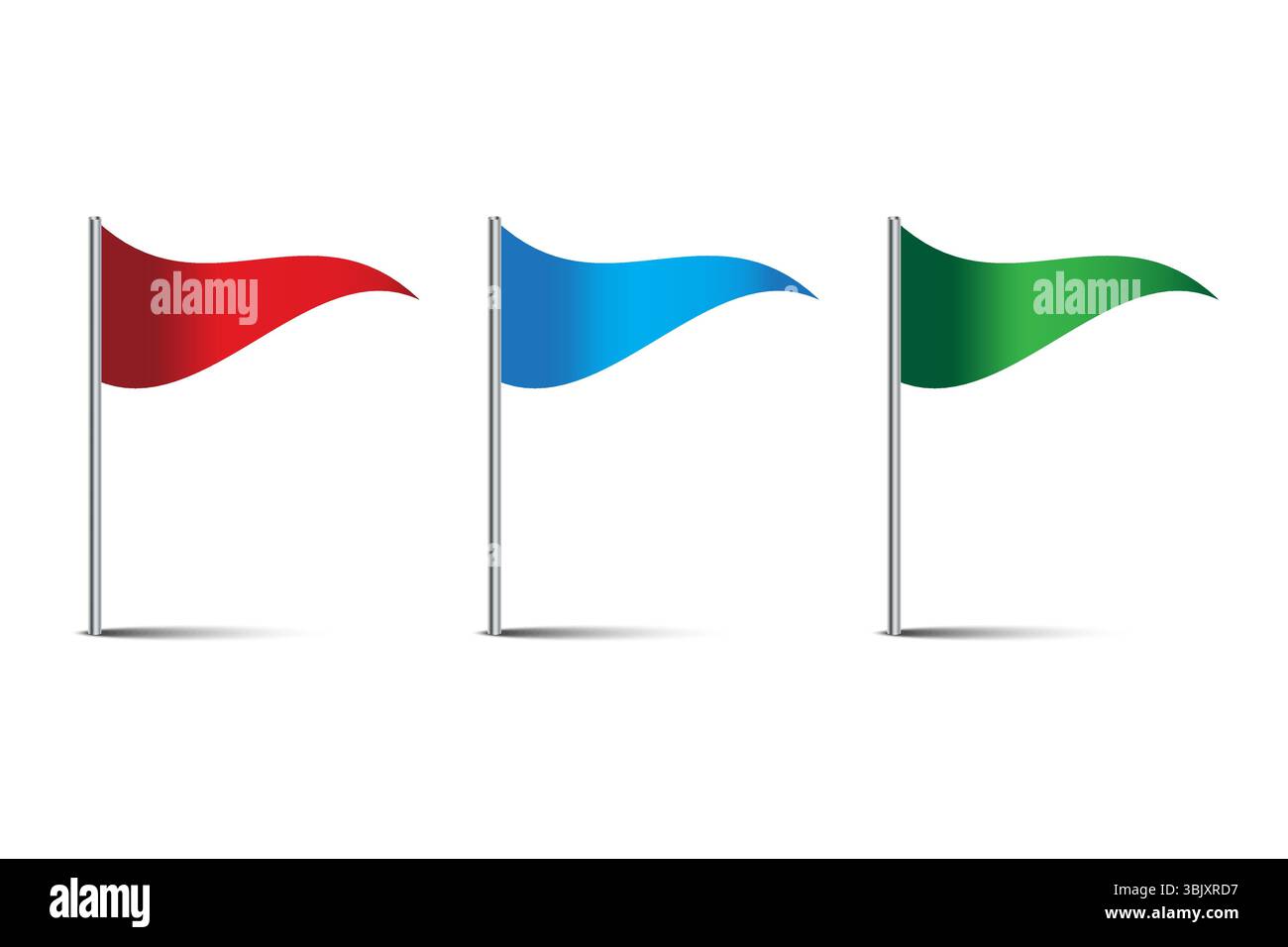 Color flag icons. Red blue green. Pole signal symbols. Vector navigation form Stock Vector Image ...