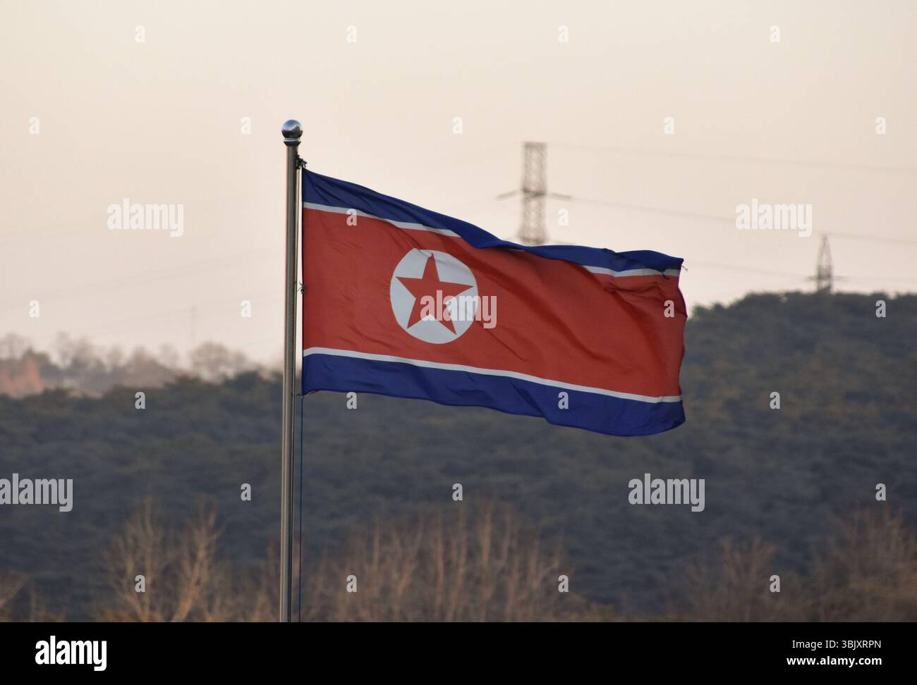 The flag of North Korea in Pyongyang Stock Photo - Alamy
