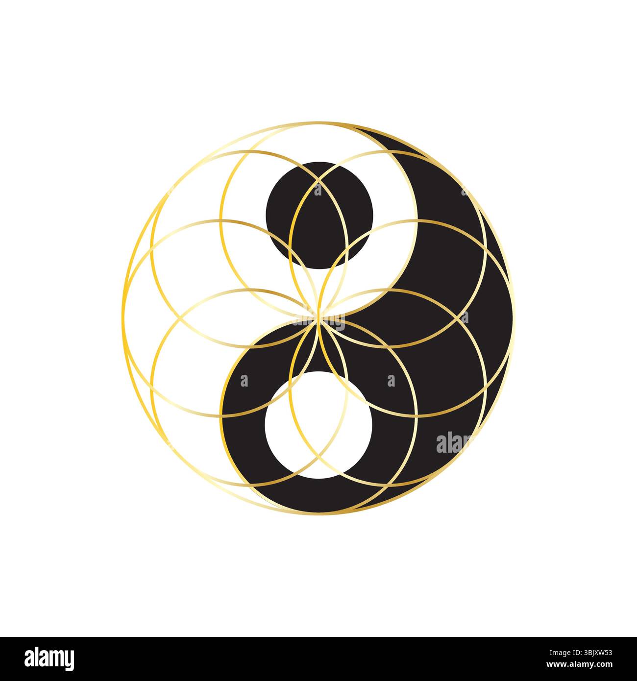 Yin yang golden. Balance harmony symbol. Traditional chinese vector ...