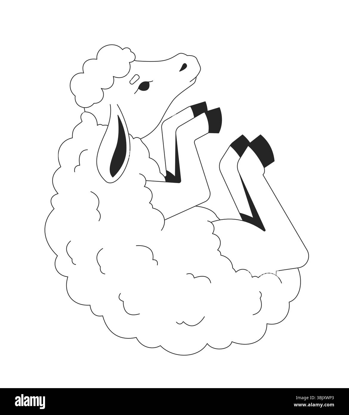 Cute lamb lying on side 2D line character Stock Vector Image & Art - Alamy