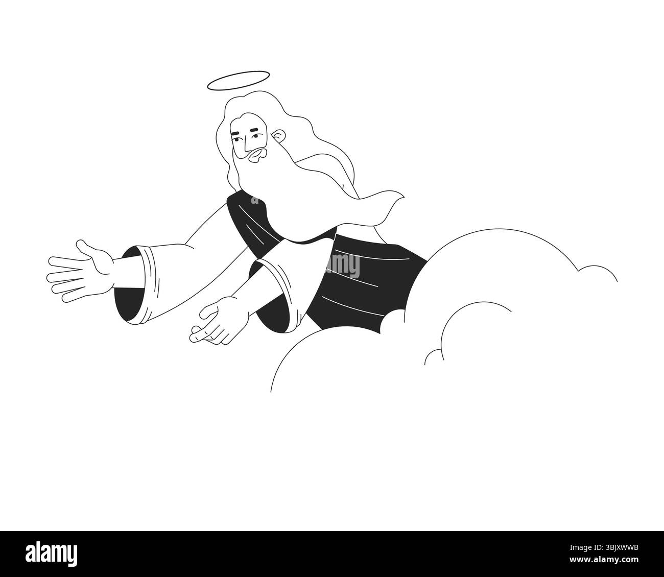 God reaching from clouds 2D line bible character Stock Vector Image ...