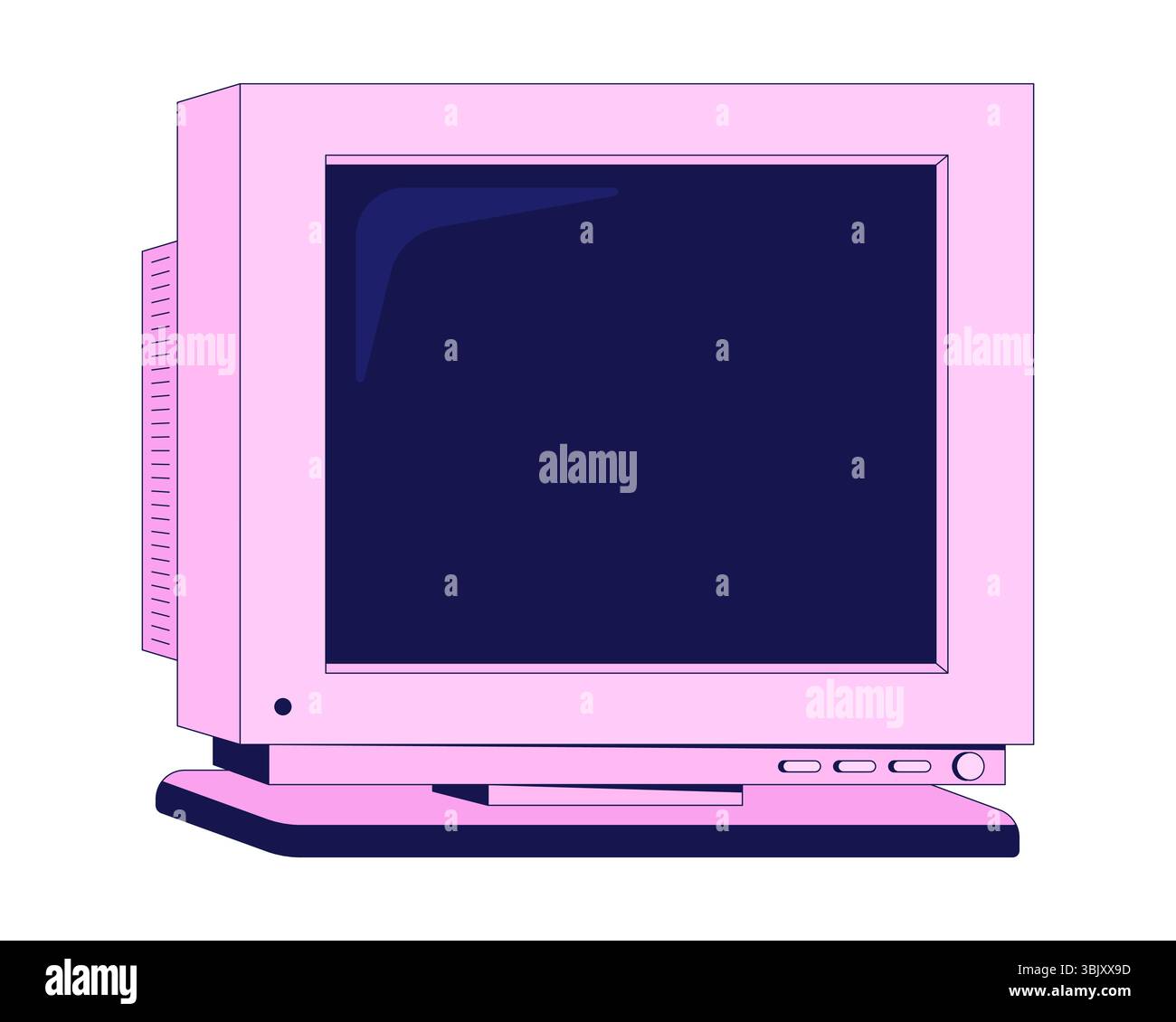Angled pink CRT monitor bulky 90s screen 2D cartoon object Stock Vector ...