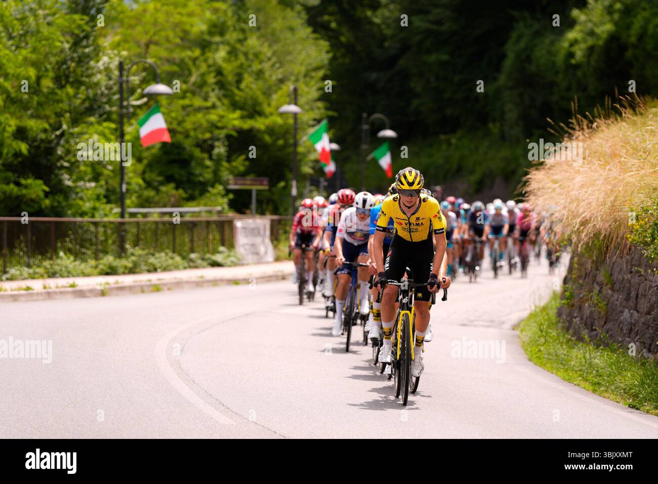 The pack riders during the stage 3 of the Giro Next Gen 2025, Albese ...