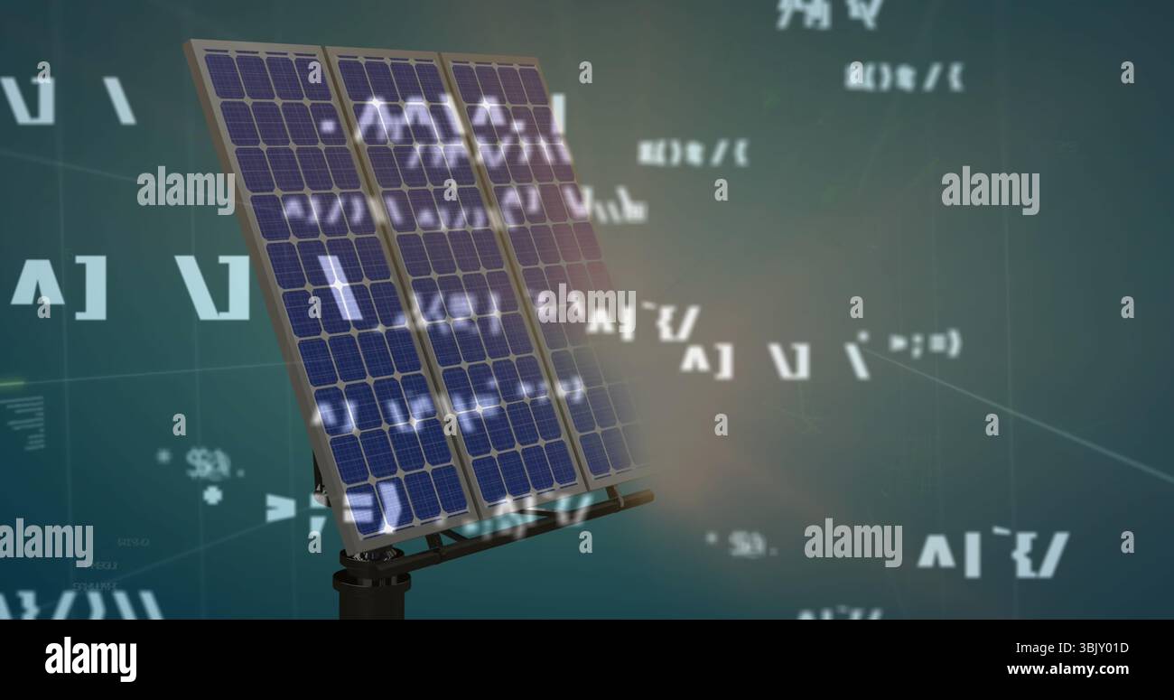 Showcasing three-column solar array tilting right on pole in studio ...