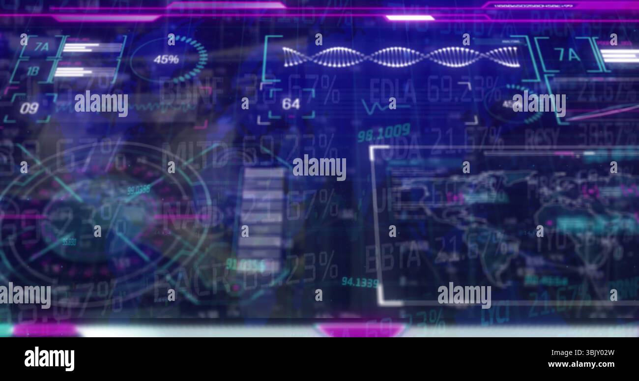 Displaying futuristic HUD on sci-fi panel with holographic progress ...