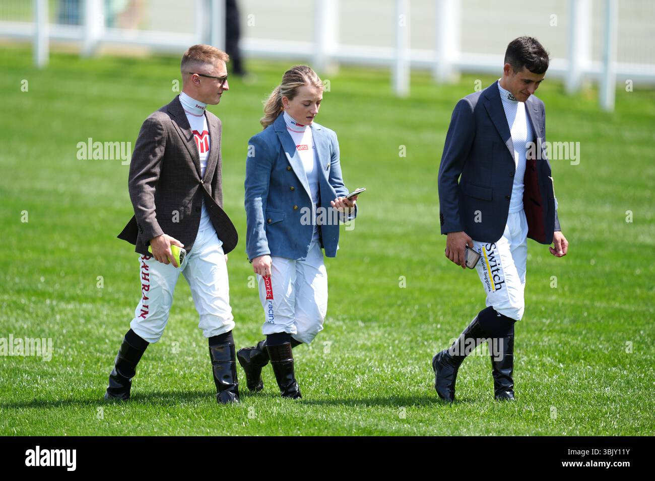 Jockeys inspect the racing track during day one of Royal Ascot at Ascot ...