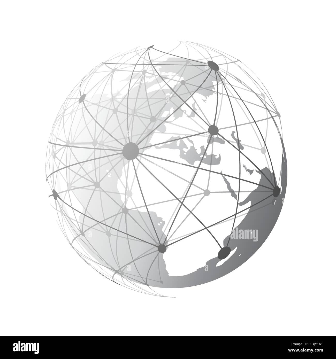 Modern Style Black and White Global Networks Concept - Transparent ...
