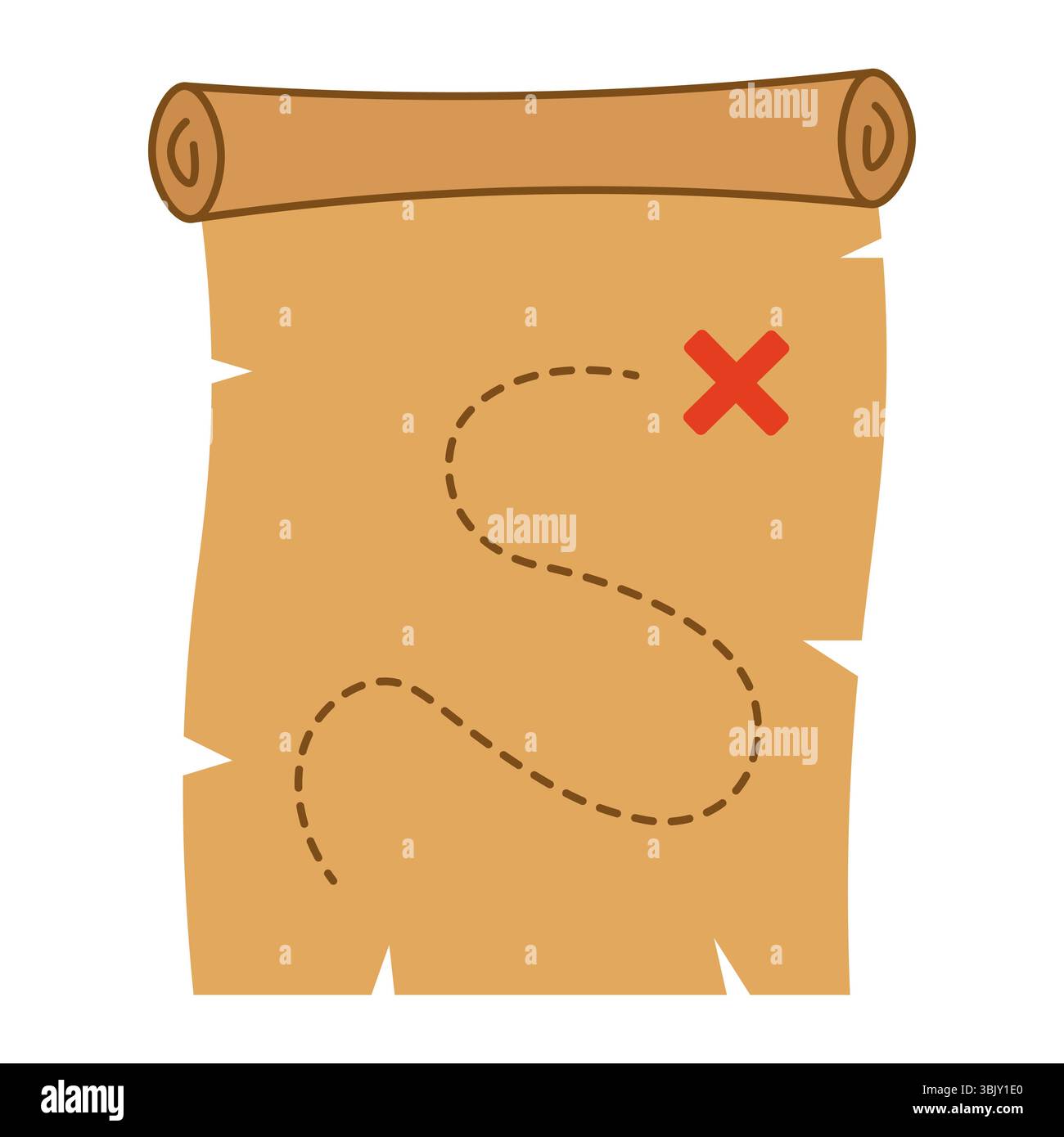 Old paper scroll map with dotted path and red x mark perfect for pirate ...