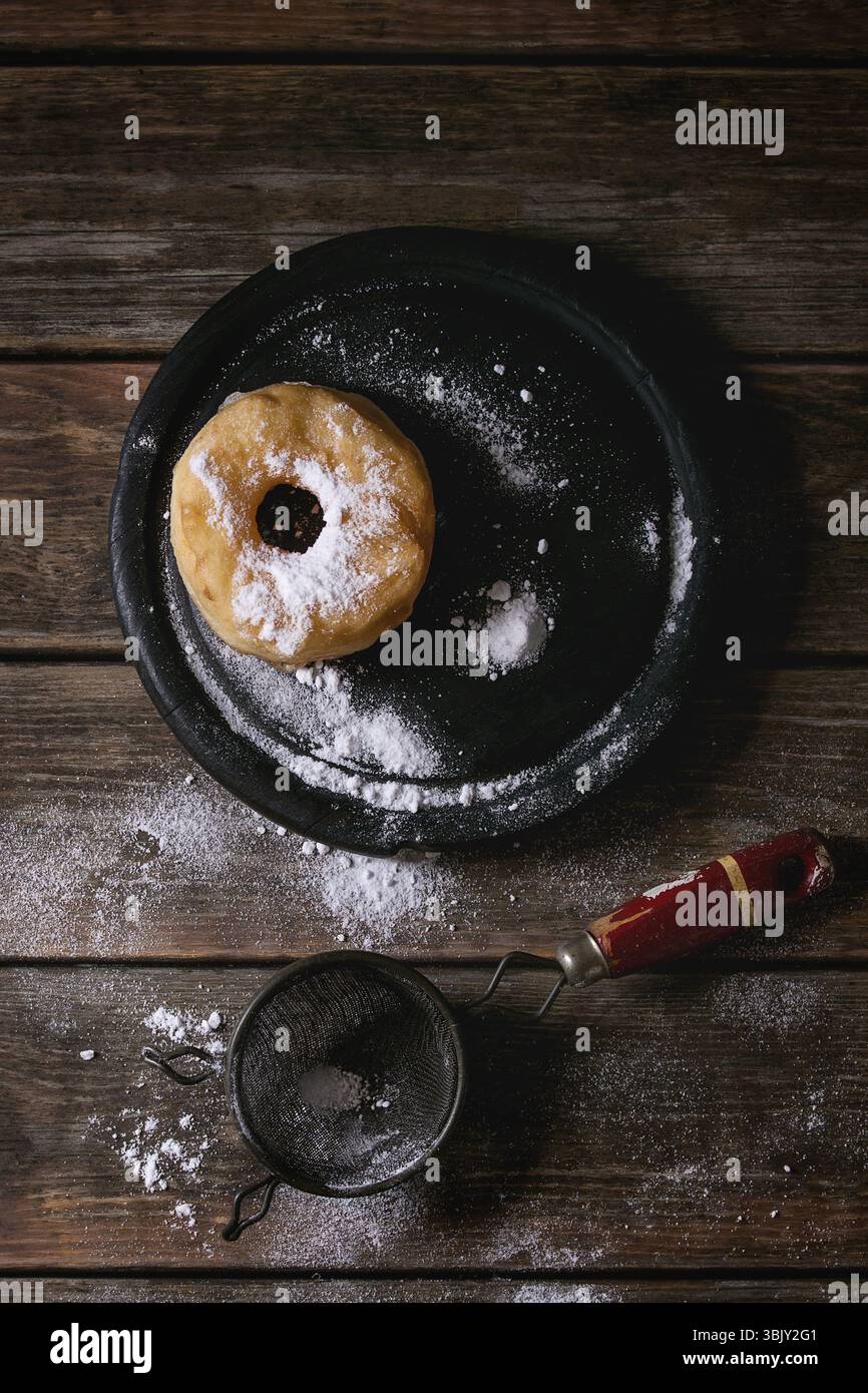 Homemade donut with sugar powder Stock Photo - Alamy