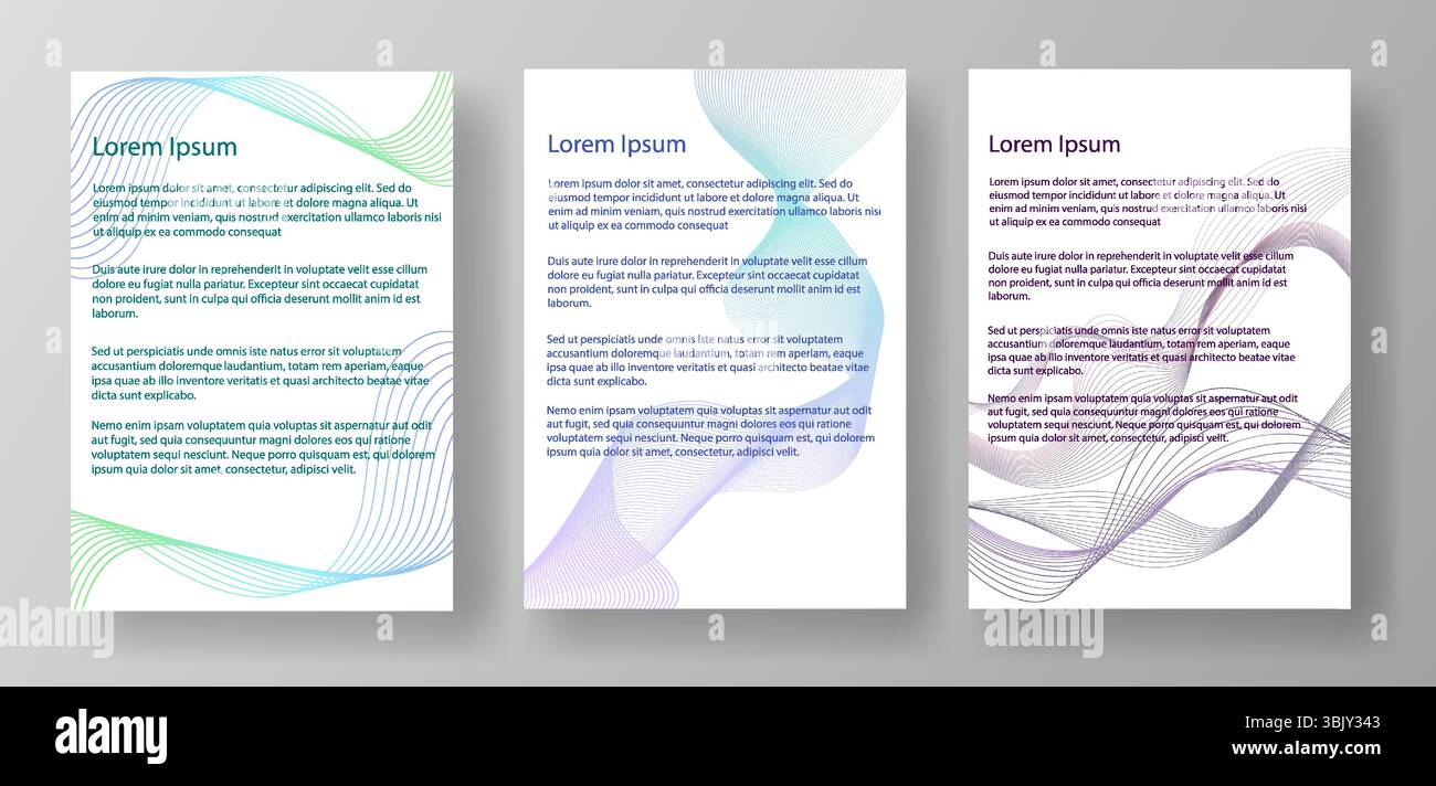 Three A4 letter mockup templates featuring lorem ipsum text. The ...