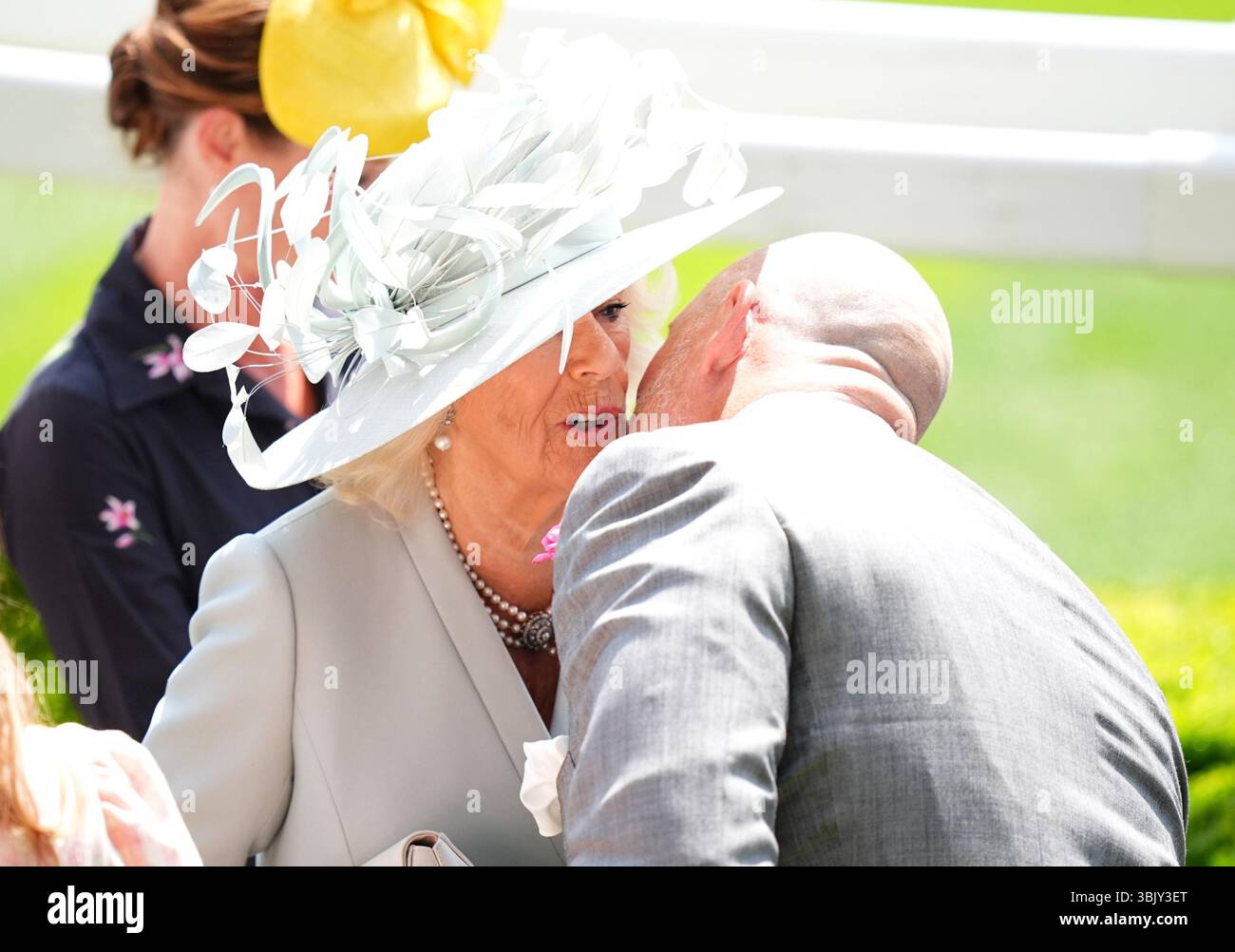 Queen Camilla (left) and Mike Tindall during day one of Royal Ascot at ...