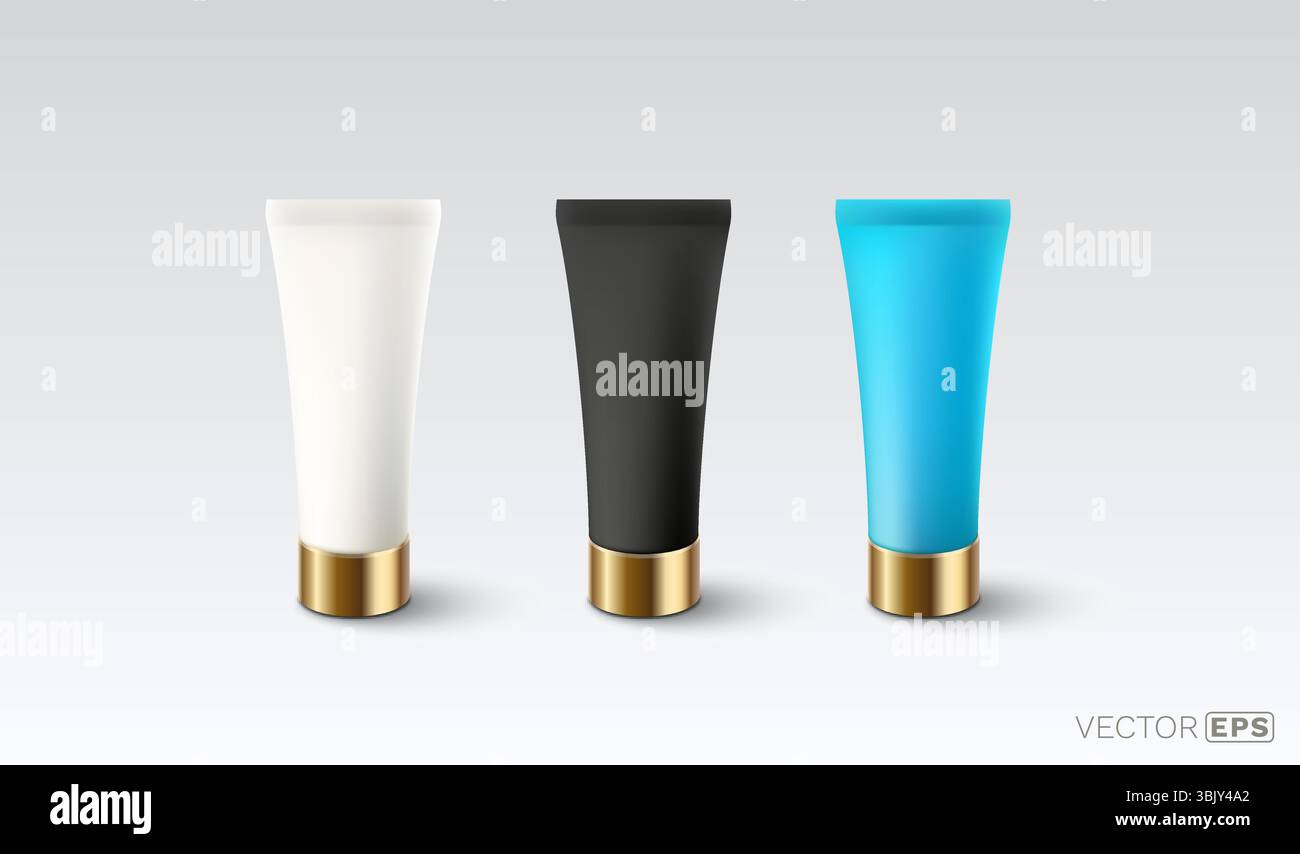 Cosmetic set of cream, mockup objects on white background. Vector Stock ...